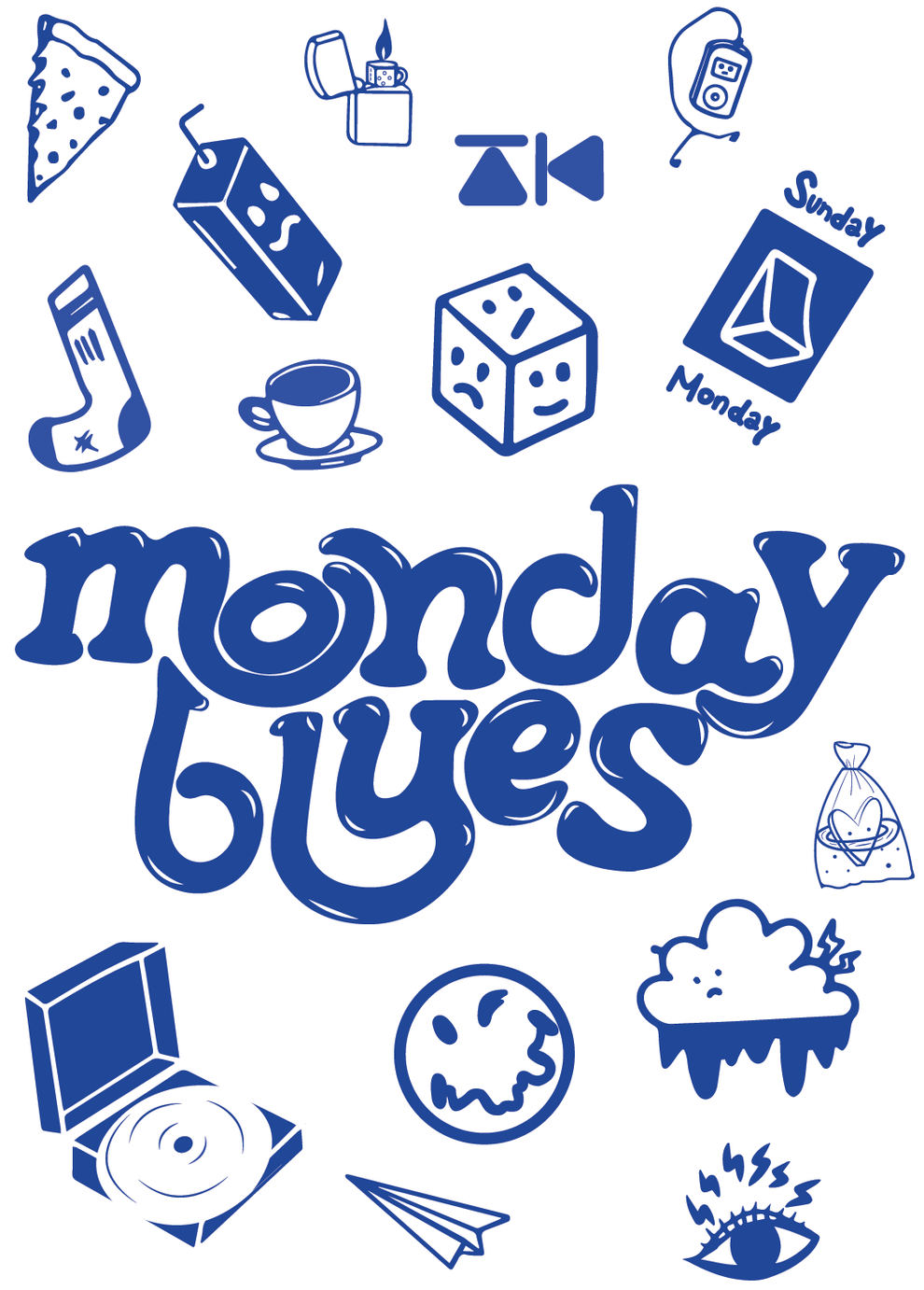 Monday Blues Stickers – Pause/Play by TK